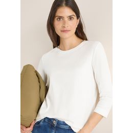 3/4-Arm-Shirt Cecil, Damen, Gr. L (42), vanilleweiß, Jersey, Obermaterial: 95% Baumwolle, 5% Elasthan, unifarben, regular fit normal, Rundhals, gerader Abschluss, Shirts, mit 3/4-Ärmel