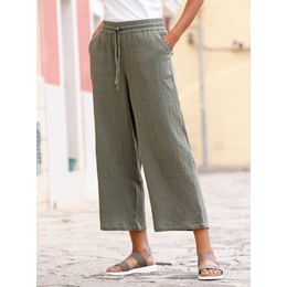 Culotte Casual Looks, Damen, Gr. 36, Normalgr&ouml;&szlig;en, gr&uuml;n (khaki), 100% Baumwolle, unifarben, 7/8-L&auml;nge, Hosen Culotte