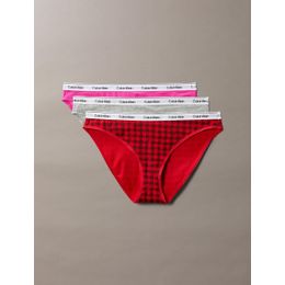Bikinislip "3 PACK BIKINI (LOW-RISE)", Damen, Gr. L (40), blotched plaid, adrenaline rush, blac, Jersey, Obermaterial: 90% Baumwolle, 10% Elasthan, Calvin Klein Underwear, körpernah, Unterhosen, mit Logobund