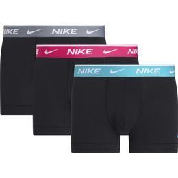 Trunk NIKE UNDERWEAR "TRUNK 3PK", Herren, Gr. L, blk dty cts, rush pink, cool grau wb, Jersey, Obermaterial: 95% Baumwolle, 3% sonstige Fasern, 2% Elasthan, kontrastfarbene Details, unifarben, körpernah, Unterhosen, mit farbigem NIKE Logo-Elastikbund