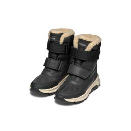 Winterstiefel Geox "J FLEXYPER PLUS BOY", Kinder, Gr. 34, schwarz, Synthetik, Textil, Schuhe, Snowboots, Klettstiefel mit Warmfutter, Größenschablone zum Download