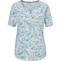 Damen Kurzarmshirt in Baumwoll-Qualit&auml;t kalkmint-mint-bedruckt, Gr&ouml;&szlig;e 40