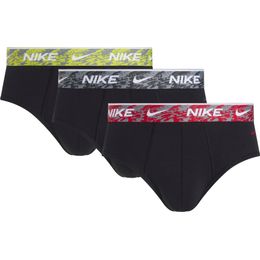 Hipster NIKE UNDERWEAR "BRIEF 3PK", Herren, Gr. L, blk gym rd, anthr, b cts wrpd mrbl wb, Jersey, Obermaterial: 95% Baumwolle, 3% sonstige Fasern, 2% Elasthan, kontrastfarbene Details, unifarben, körpernah, Unterhosen, mit Logo-Elastikbund