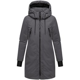 Wintermantel Navahoo "Winterzart 14", Damen, Gr. L (40), anthrazit, Obermaterial: 100% Polyester; Innenfutter 1: 100% Polyester; Innenfutter 2: 100% Polyester; Wattierung: 100% Polyester; Ärmelfutter: 100% Polyester, figurumspielend ca. Mitte Oberschenkel, hoch geschlossener Ausschnitt, Ärmel ohne Ärmelschlitz Bündchen mit Daumenlöchern, Mäntel, Mantel mit abnehmbarer Kapuze und Rucksackträgern in