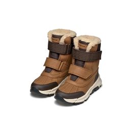 Winterstiefel Geox "J FLEXYPER PLUS BOY", Kinder, Gr. 38, braun, Synthetik, Textil, Schuhe, Snowboots, Klettstiefel mit Warmfutter, Größenschablone zum Download