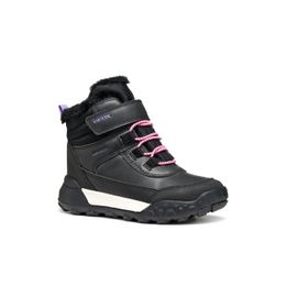 Winterboots Geox "J TREKKYUP GIRL B AB", Kinder, Gr. 35, schwarz, lila, Synthetik, Textil, Schuhe, Freizeitstiefel, Boots mit Warmfutter, Größenschablone zum Download