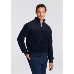 Sweatshirt BOSS Orange "Ze winterbrush", Herren, Gr. 3XL, blau (dunkelblau404), Sweatware, Obermaterial: 71% Baumwolle, 29% Viskose, unifarben, regular fit normal, hoch geschlossener Ausschnitt, B&uuml;ndchen, Sweatshirts Sweatshirt, regular fit, mit Stehkragen und Rei&szlig;verschluss