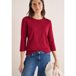 3/4-Arm-Shirt Cecil, Damen, Gr. L (42), beaujolais rot, Jersey, Obermaterial: 95% Baumwolle, 5% Elasthan, unifarben, regular fit normal, Rundhals, gerader Abschluss, Shirts, mit 3/4-Ärmel