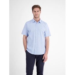 Kurzarmhemd Lerros, Herren, Gr. L, N-Gr, blau (cobalt blau), Web, Obermaterial: 98% Baumwolle, 2% Elasthan, gemustert, regular fit taillenbedeckt, Hemden, mit Logo Stickerei