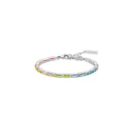 Tennisarmband Lacoste "DUCHESS", edelstahlfarben, rot, orange, gelb, champagner, grün, hellblau, türkis, flieder, rosa, rot, orange, gelb, champagner, grün, hellblau, türkis, flieder, rosa, Armbänder, Damen, 18cm, Edelstahl, mit Preciosa Crystal