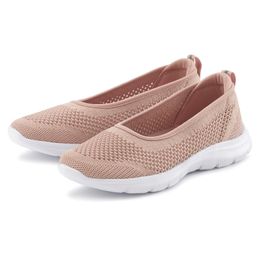 Sneaker Ballerinas Lascana, Damen, Gr. 44, rosa (rosé), Obermaterial: 100% Textilmaterial. Futter: 100% Textilmaterial. Decksohle: 100% Textilmaterial. Laufsohle: 100% Synthetik, unifarben, Sportlich, Schuhe Ballerina, ultraleichter Slipper, Freizeitschuh zum Reinschlüpfen VEGAN