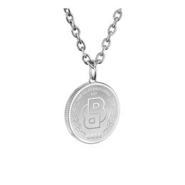 Kette mit Anhänger BOSS "DOUBLE B COIN", edelstahlfarben, Halsketten, Damen, Edelstahl, L: 70 B: 2mm, B:2mm