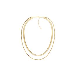 Edelstahlkette Tommy Hilfiger "LAYERED SET", gelbgoldfarben, Halsketten, Damen, Edelstahl, L: 45,5 B: 5mm, B:5mm