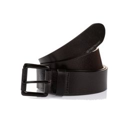 Ledergürtel Tom Tailor "TTJASPER", Damen, Gr. 85, schwarz (schwarz uni), Büffelleder, unifarben, Gürtel, 3,5 cm breiter Herrengürtel, ideal zu Jeans bis Gr. 120