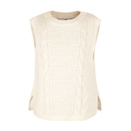Pullunder happy girls, Mädchen, Gr. 134, beige (ecru), Strick, Obermaterial: 100% Baumwolle, Zopfmuster, unifarben, regular fit normal, Rundhals, Pullover, mit tollem Zopfdesign im Vorderteil