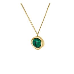 Kette mit Anhänger Lacoste "Fashion Show", gelbgoldfarben, grün, Halsketten, Damen, Edelstahl, L: 61 B: 2mm, mit Malachit, B:2mm