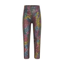 Strickleggings happy girls, Mädchen, Gr. 122, N-Gr, grau (anthrazit), Feinstrick, Obermaterial: 60% Polyester, 35% Baumwolle, 5% Elasthan, bedruckt, slim fit normal, Hosen, im bunten Allover