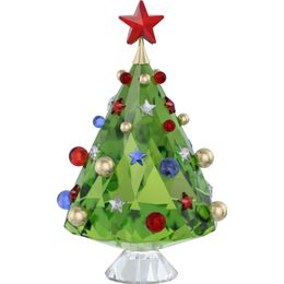 Weihnachtsfigur Swarovski "Deko Kristall Sammelfigur Holiday Cheers Weihnachtsbaum", bunt (grün, rot, blau, kristallweiß, goldfarben), Dekofiguren, B/H/T: 5,09cm x 7,85cm x 5,09cm, Weihnachtsbaum, Metall, Swarovski Kristall, Swarovski Kristall, B:5,09cm H:7,85cm T:5,09cm