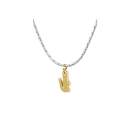 Kette mit Anhänger Lacoste "ARTHOR", edelstahlfarben, gelbgoldfarben, Halsketten, Damen, Edelstahl, L: 55 B: 2mm, B:2mm