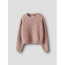 Strickpullover name it "NKFHOLLY LS BOXY SHORT KNIT NOOS", Mädchen, Gr. 116, deauville mauve (blank), Strick, Obermaterial: 79% Polyester, 13% Polyacryl, 5% Wolle, 3% Elasthan, meliert, unifarben, bequem hüftlang, Rundhals, Rippstrickbündchen, Pullover