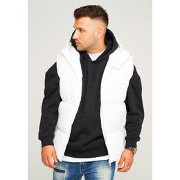 Steppweste behype "MGLROLLIN", Herren, Gr. S, weiß, 100% Polyester, normal, ohne Ausschnitt, Westen, mit Kapuze