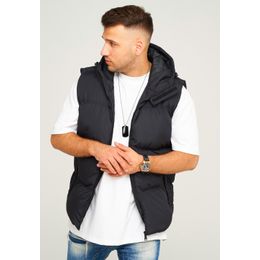 Steppweste behype "MGLROLLIN-PANEL", Herren, Gr. M, schwarz, 100% Polyester, normal, ohne Ausschnitt, Westen Steppweste, mit Kapuze