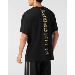T-Shirt Plein Sport "Tiger", Herren, Gr. L, 0293, schwarz, lightgold, Obermaterial: 100% Baumwolle, Shirts
