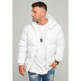 Steppjacke behype "BHROLLIN", Herren, Gr. L, weiß, 100% Polyester, unifarben, normal, ohne Ausschnitt, Jacken, mit Kapuze