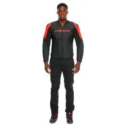 Dainese Racing 5 Perf Lederjacke Schwarz / Schwarz / Rot-Fluo 56