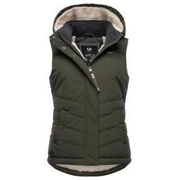 Steppweste Ragwear "Hesty", Damen, Gr. XL (42), grün (olivgrün), Außenmaterial: 100% Polyester, Innenfutter: 100% Polyester, Wattierung: 100% Polyester, tailliert Po-bedeckend, hoch geschlossener Ausschnitt, Westen, Wasserdichte Outdoor-Weste mit abnehmbarer Kapuze