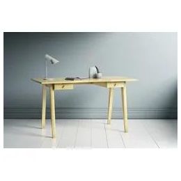 Schreibtisch WOODMAN "Nice", braun (eichefarben, eichefarben), B:140cm H:75cm T:70cm, Tische, im skandinavian Design, Tischbeine aus massiver Eiche, FSC