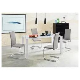 Essgruppe Inosign "Normadora", grau (weiß, grau,), Microfaser, Sitzmöbel-Sets, mit Glastisch, Freischwinger belastbar bis 120 KG