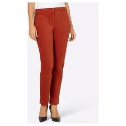CRÉATION L Samthose CREATION L, Damen, Gr. 22, Kurzgrößen, rot (rostrot), 98% Baumwolle, 2% Elasthan, unifarben, lang, Hosen