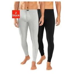 H.I.S. Lange Unterhose H.I.S, Damen, Gr. L, 2 Stk., grau (grau, meliert, schwarz), Jersey, Obermaterial: 95% Baumwolle, 5% Elasthan, unifarben, k&ouml;rpernah, Unterhosen Lange Unterhose, mit B&uuml;ndchen am Bein