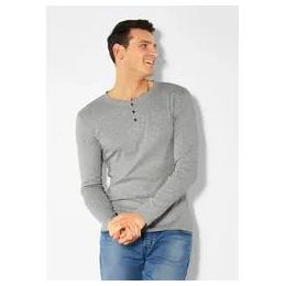 H.I.S. Langarmshirt H.I.S, Herren, Gr. XXL, grau (grau, meliert), Feinripp, Obermaterial: 100% Baumwolle, meliert, Basic, k&ouml;rpernah lang, Rundhals, abgesteppte Kante, Shirts Langarmshirt, mit aufwendiger Knopfleiste