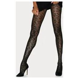 Feinstrumpfhose Petite Fleur Gold, Damen, Gr. 36/38, schwarz, Obermaterial: 92% Polyamid, 8% Elasthan, Animal-Print, elastisch, Strumpfhosen Feinstrumpfhose, mit animal Muster