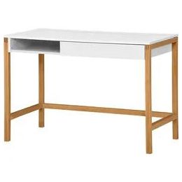 Schreibtisch WOODMAN "Northgate", weiß (weiß, eichenfarben, weiß), B:112cm H:76cm T:60cm, Tische, im skandinavian Design, Breite 112 cm, FSC-zertifiziert