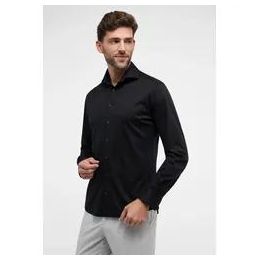 Langarmhemd Eterna "MODERN FIT", Herren, Gr. 46, Normalgrößen, schwarz, Jersey, 100% Baumwolle, tailliert, Manschette, Hemden, NON IRON (bügelfrei)