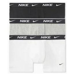 Trunk Nike UNDERWEAR "TRUNK 3PK", Herren, Gr. M/48, schwarz-weiß (weiß, grau heather, schwarz), Jersey, Obermaterial: 95% Baumwolle, 5% Elasthan, kontrastfarbene Details, unifarben, körpernah, Unterhosen, mit Logo-Elastikbund