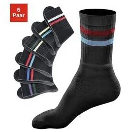 Freizeitsocken GO IN, Herren, Gr. 43-46, schwarz, Obermaterial: 60% Baumwolle, 39% Polyester, 1% Elasthan, geringelt, Socken, mit farbigen Streifen