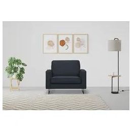 Loveseat Places of Style "Pinto 105 cm, Cord, Chenille, Lederoptik", blau (rauchblau), B:105cm H:85cm T:97cm, Kunstleder (65% Polyester, 35% Lederfasern);Cord (92% Polyester, 8% Polyamide), Sessel, mit Keder, Metallfüßen und auch in Cord Bezug erhältlich