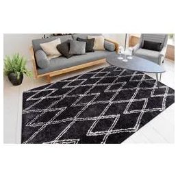 Hochflor-Teppich Calo-deluxe "Elvar-3000" Gr. 4, grau (anthrazit), B:160cm H:27mm L:230cm, Kunstfaser, Teppiche, besonders weich durch Microfaser, Wohnzimmer