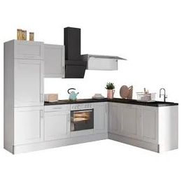 Küche KOCHSTATION "KS-Ahus", schwarz (küche: grau, front: hellgrau matt, korpus: hellgrau, arbeitsplatte: granit schwarz), B:270cm H:211,8cm T:60cm, Komplettküchen-Sets, Küchenzeile, 200 x 270 cm breit, wahlweise mit E-Geräten, Soft Close Funktion