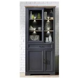 Vitrine Innostyle "Jasmin", grau (graphitfarben, eichefarben), B:93cm H:204cm T:42cm, Glas, Holzwerkstoff, MDF, Schränke, inklusive Beleuchtung
