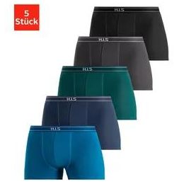 H.I.S. Boxer H.I.S "Boxershorts f&uuml;r Herren", Damen, Gr. S, 5 Stk., bunt (blau, mint, navy, anthrazit, schwarz), Jersey, Obermaterial: 95% Baumwolle, 5% Elasthan, unifarben, eng, Unterhosen, mit Steifen und Logo im Bund, Topseller