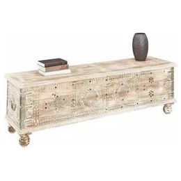 Sitztruhe Home Affaire, weiß (antik cremeweiß), B:145cm H:45cm T:40cm, Massivholz, Sitzbänke