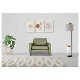 Loveseat Places of Style "Pinto 105 cm, Cord, Chenille, Lederoptik", grün, B:105cm H:85cm T:97cm, Kunstleder (65% Polyester, 35% Lederfasern);Cord (92% Polyester, 8% Polyamide), Sessel, mit Keder, Metallfüßen und auch in Cord Bezug erhältlich