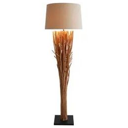 Salesfever Stehlampe "Eavan", schwarz-weiß (schwarz, natur, weiß), 1, Ø 55cm H: 175cm, 1 Stk., Leuchten, handgefertigt, mit Leinenschirm