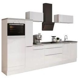 Küchenzeile KOCHSTATION "KS-Aken", küche: weiß, korpus: weiß matt, arbeitsplatte: oxid grau, B:330cm H:180,4cm T:60cm, Komplettküchen-Sets, Küchenzeile, Breite 330 cm, wahlweise mit E-Geräten, mit Arbeitsplatte 38 mm stark