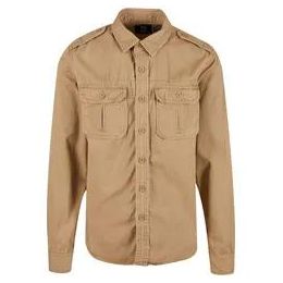 Langarmhemd BRANDIT "Brandit Herren Vintage Shirt", Herren, Gr. S, US-Größen, braun (camel), 100% Baumwolle, unifarben, normal, Hemden